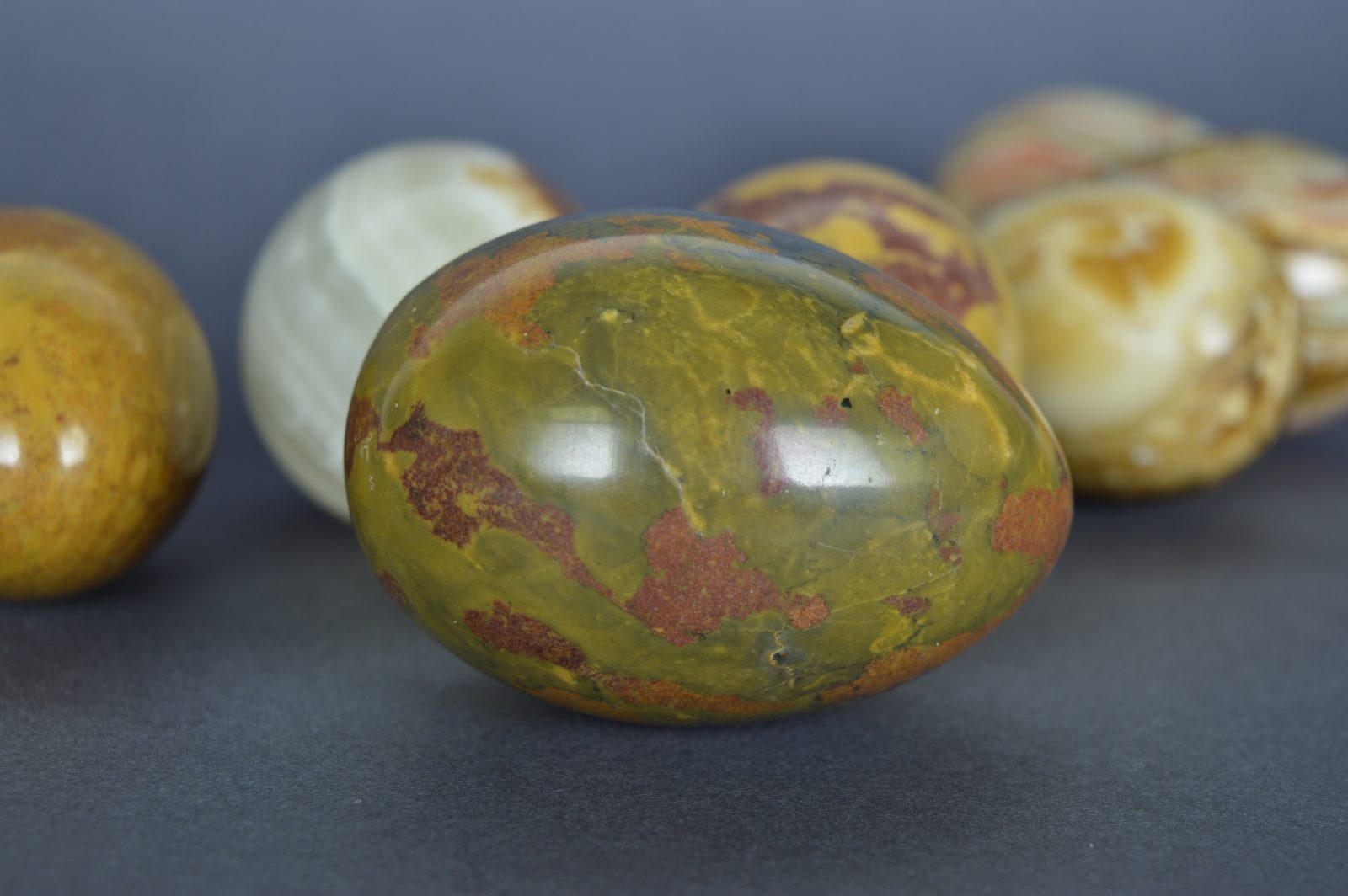 Siereieren decoratie mineralen agaat, gele jaspis, Australische jaspis ...