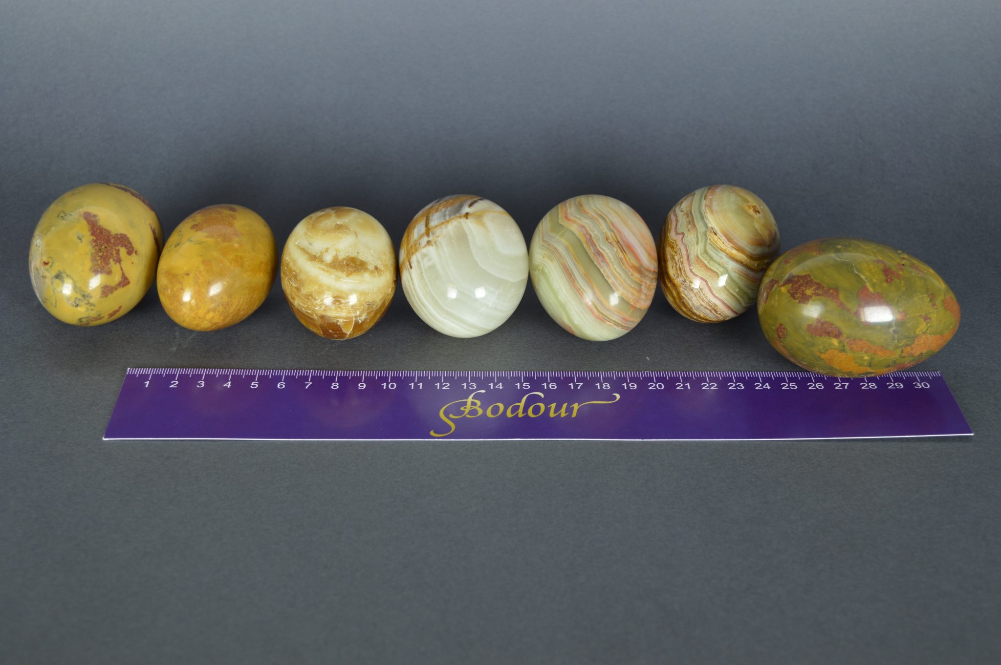 Siereieren decoratie mineralen agaat, gele jaspis, Australische jaspis ...