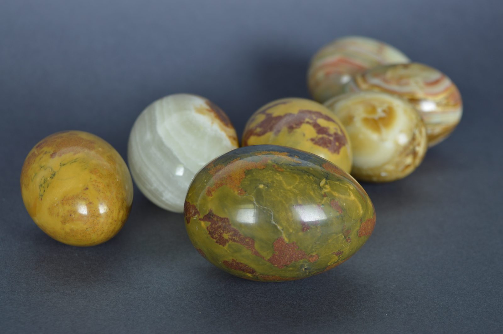 Siereieren decoratie mineralen agaat, gele jaspis, Australische jaspis ...