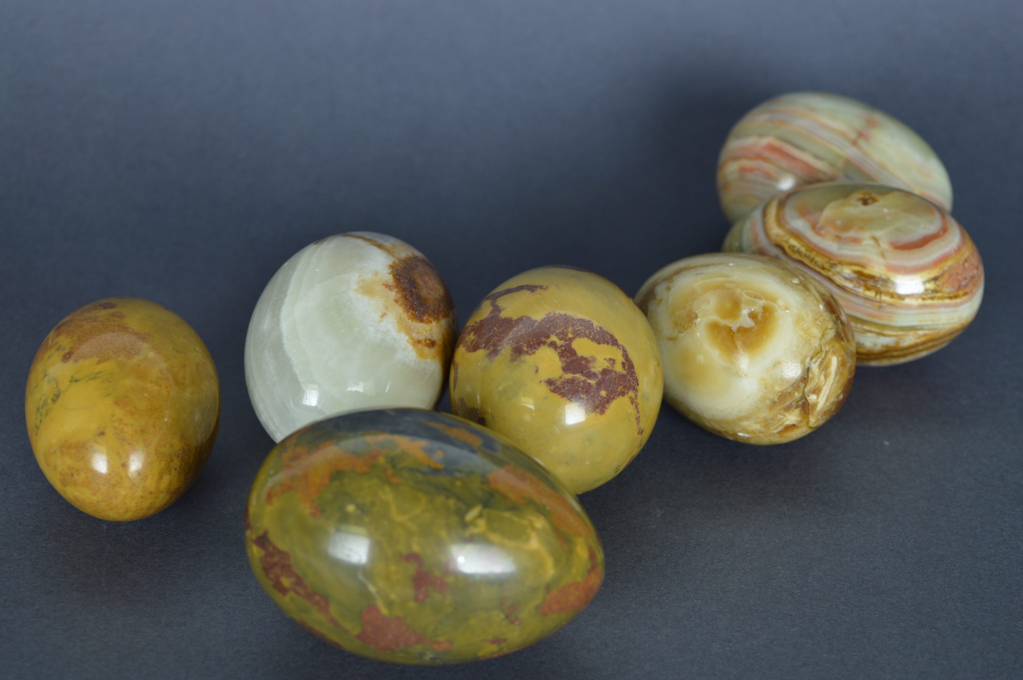Siereieren decoratie mineralen agaat, gele jaspis, Australische jaspis ...