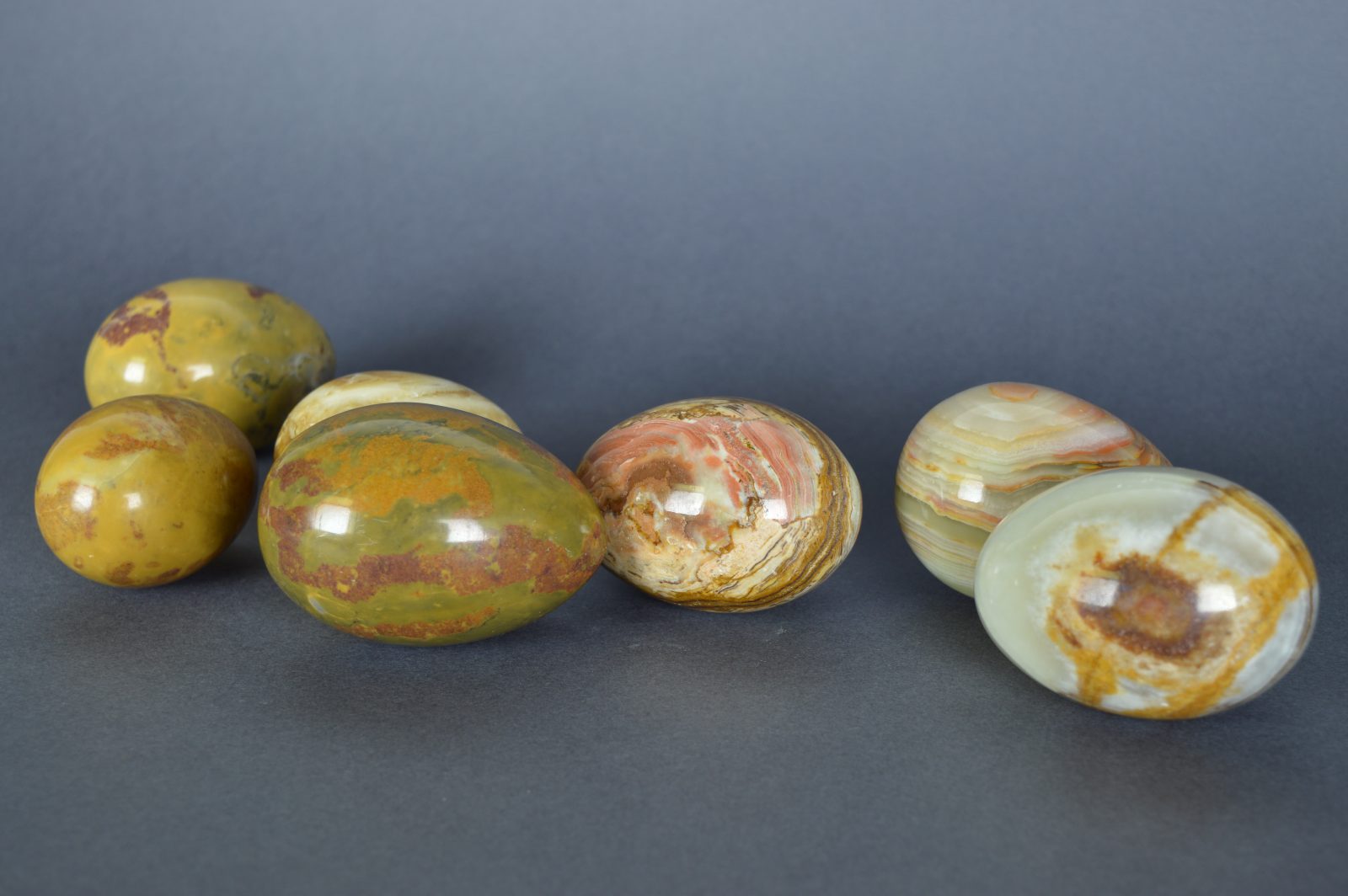 Siereieren decoratie mineralen agaat, gele jaspis, Australische jaspis ...