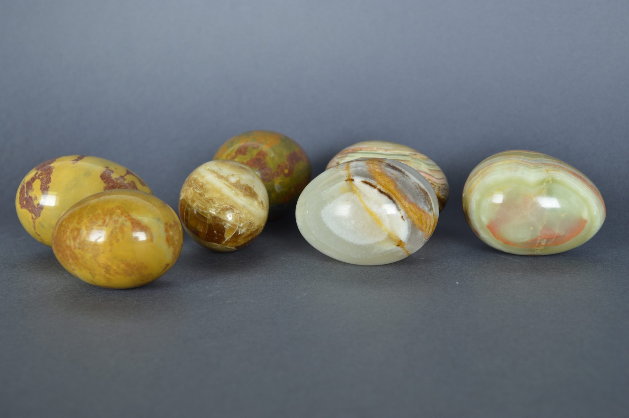 Siereieren decoratie mineralen agaat, gele jaspis, Australische jaspis ...