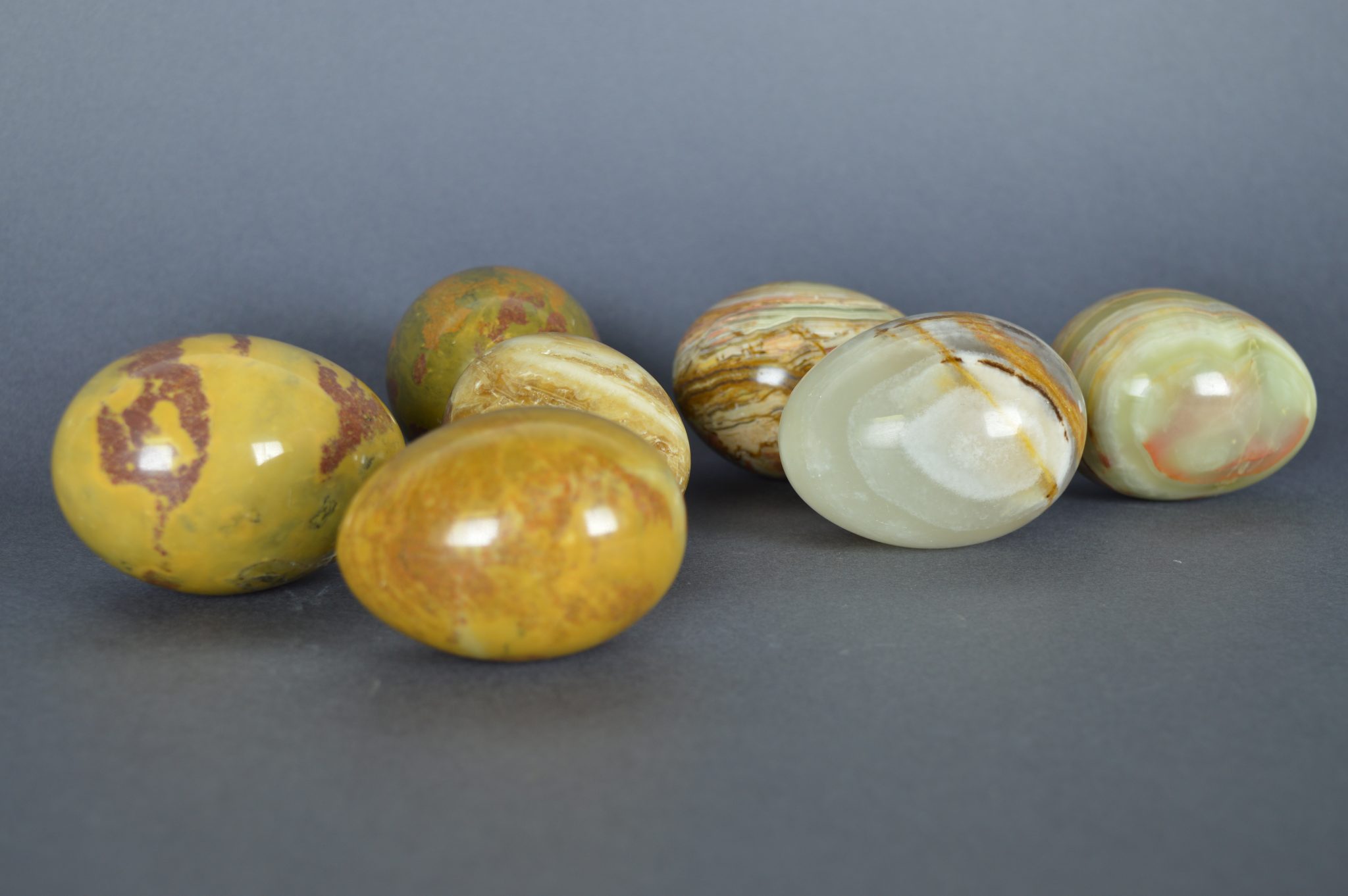 Siereieren decoratie mineralen agaat, gele jaspis, Australische jaspis ...
